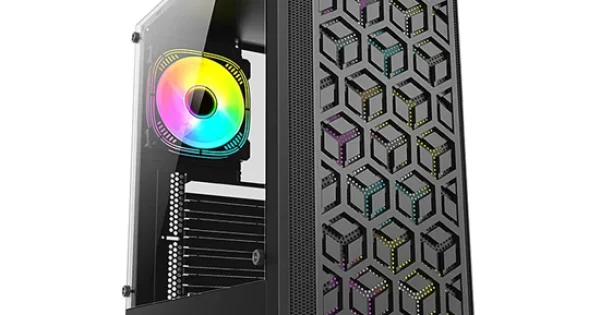 PC Power Hex Mesh Black M-ATX Gaming Casing | High-Airflow Compact Tower
