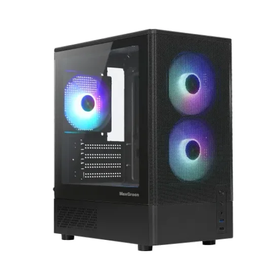 MaxGreen 310 Mid-Tower M-ATX Gaming Case With Built-In 200W Power ...