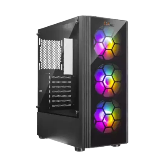 PC POWER PG‑400 Spider Web Crystal Black ATX Gaming Case – High Airflow ...